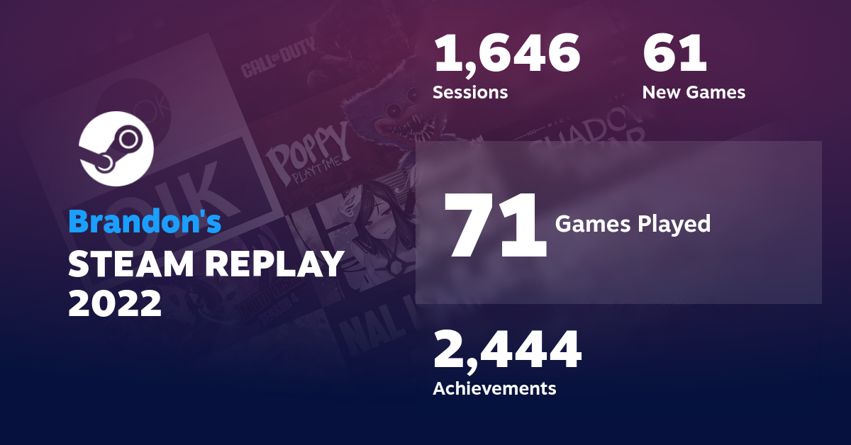 Brandon's STEAM REPLAY 2022