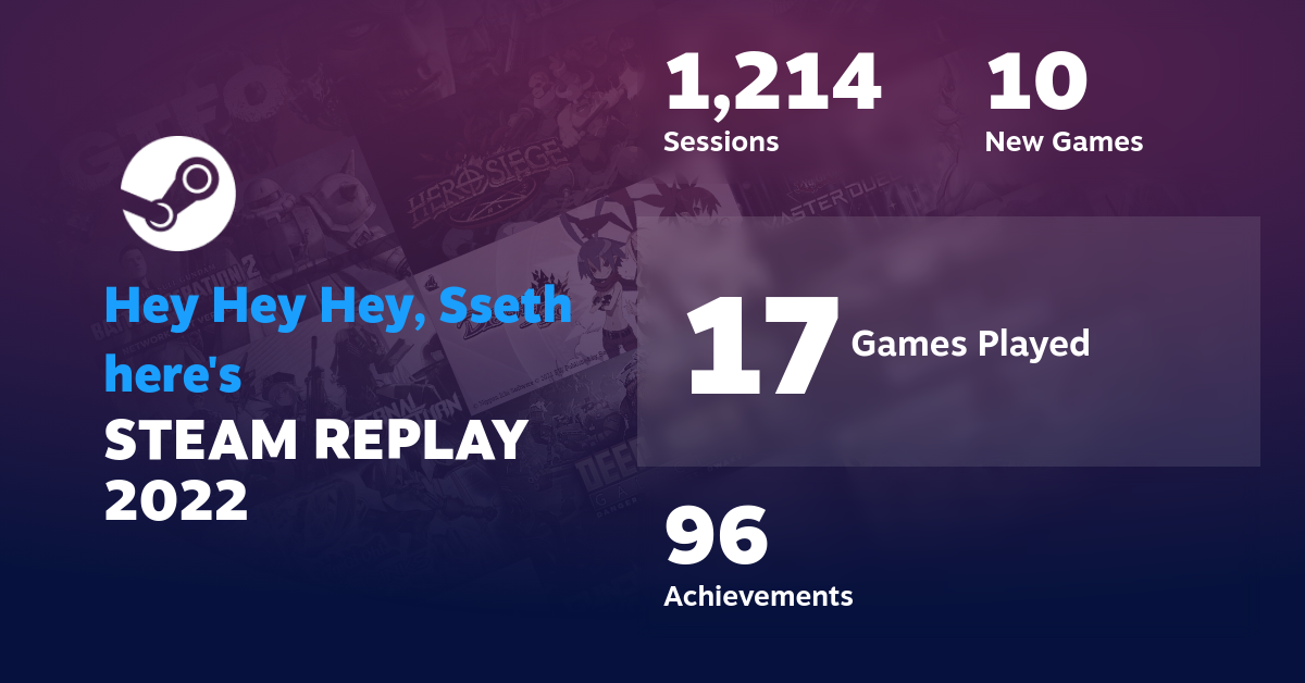 Hey Hey Hey, Sseth here's STEAM REPLAY 2022