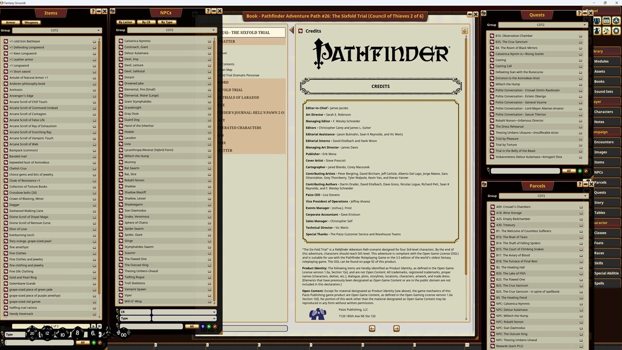 Fantasy Grounds Pathfinder Rpg Council Of Thieves Adventure Path 2 Of 6 The Sixfold