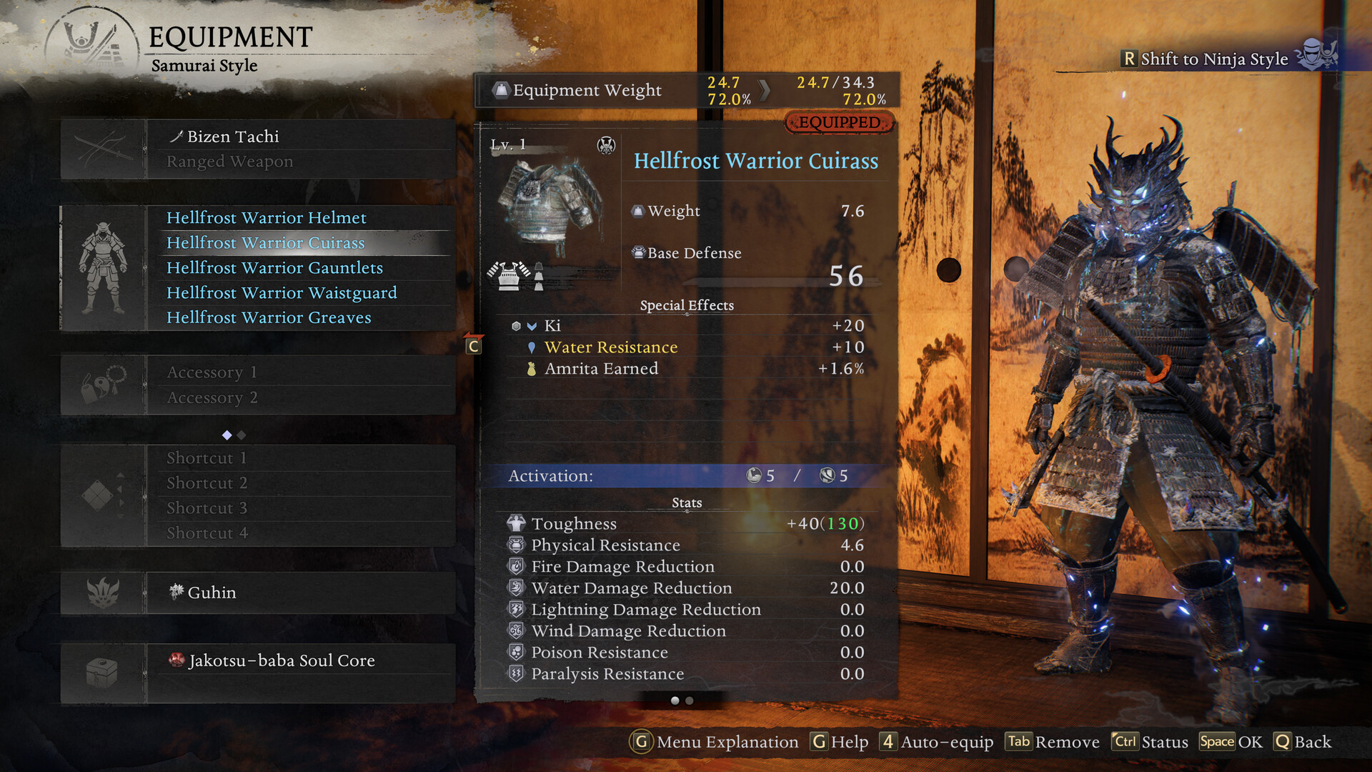 Nioh 3 - Hellfrost Equipment Set (Hellfrost Warrior Armor set ...